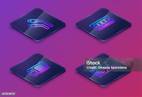 등분성 라인 Lan 케이블 네트워크 인터넷 비디오 그래픽 카드 Ram 랜덤 액세스 메모리 및 를 설정합니다 파란색 정사각형 버튼 벡터 0명에 대한 스톡 벡터 아트 및 기타