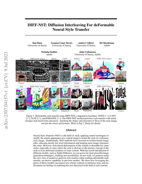 Pdf Diff Nst Diffusion Interleaving For Deformable Neural Style Transfer