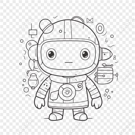 흰색 배경 개요 스케치 드로잉에 우주 비행사와 색칠 공간 아이 색칠 페이지 벡터 오르간 소매 PNG 일러스트 무료 다운로드