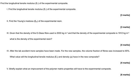 Find The Longitudinal Tensile Modulus E1 Of The