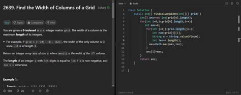 Day 96 Of Leetcode Challenge Width Of Columns Ankit Posted On The