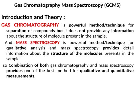 Gas Chromatography Mass Spectroscopy Ppt