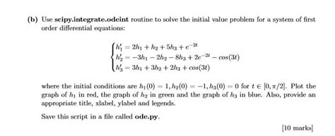 Solved B Use Tegrateodeint Routine To Solve The
