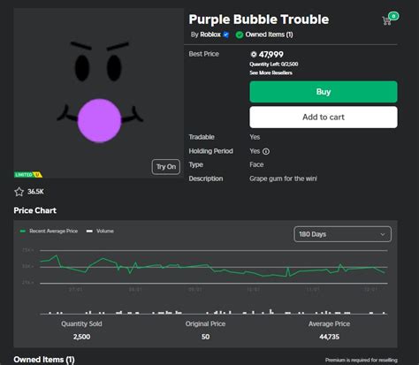 Purple Bubble Trouble Roblox Limited 48k Value Everything Else Others On Carousell