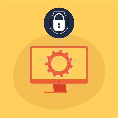 Lock On Computer Monitor Screen Icon Security Safety Protection