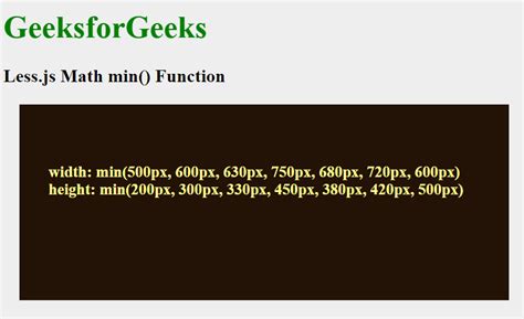 Lessjs Math Min Function Geeksforgeeks