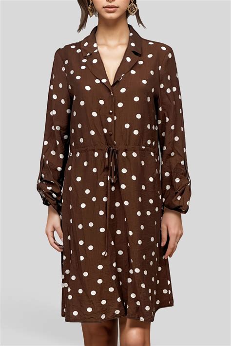 Hire Polka Dot Shirt Dress In Brown Vero Moda Glamcorner