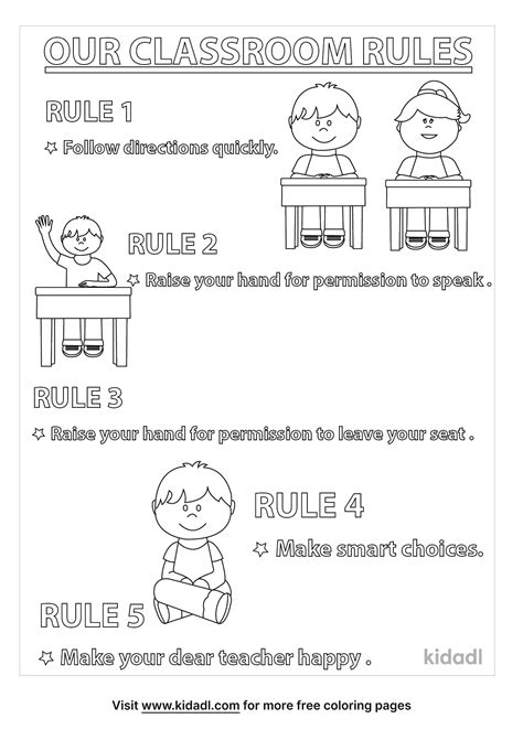 Classroom Rules Colouring Pages
