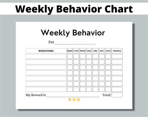 Printable Weekly Behavior Chart Template