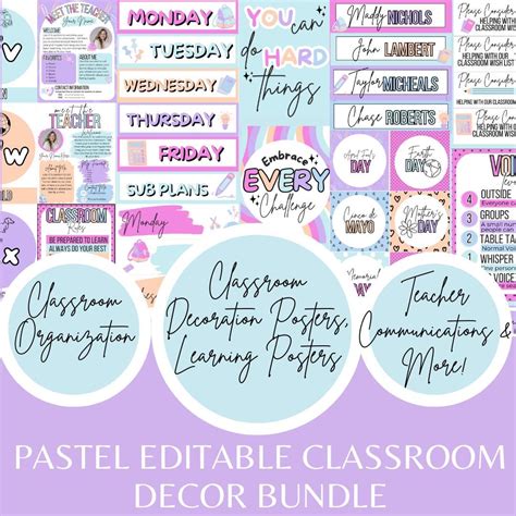 Pastel Classroom Theme Bundle Modern Classroom Decor Bundle Printable