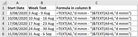 Text For A Week In Excel A4 Accounting