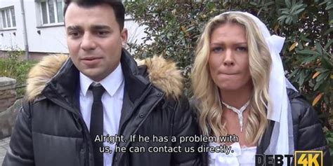 DEBT4k Blond Bride Dragged Into Sex With Loan Shark Near Her Groom Tnaflix Com