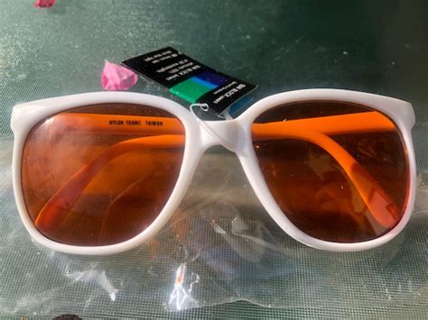 Vintage White 1980s Nos Blue Blocker Sunglasses Nylon Gem