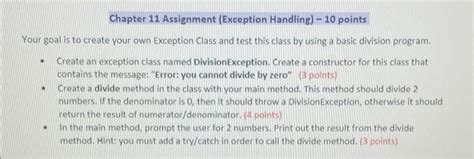 Solved Chapter 11 Assignment Exception Handling 10 Chegg