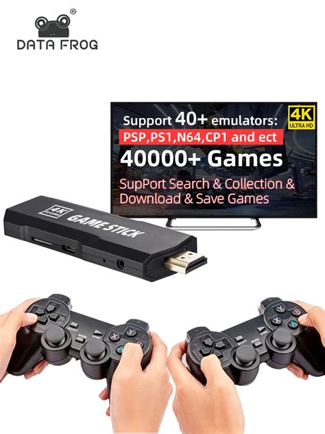 Data Frog Dendy 게임 콘솔 레트로 비디오 게임 스틱 4k Hdmi 호환 컨트롤러 Ps1fcgba용 40000