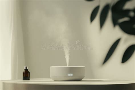 Essential Oil Diffuser Releasing Mist In A Serene Indoor Setting For Relaxation And Wellness