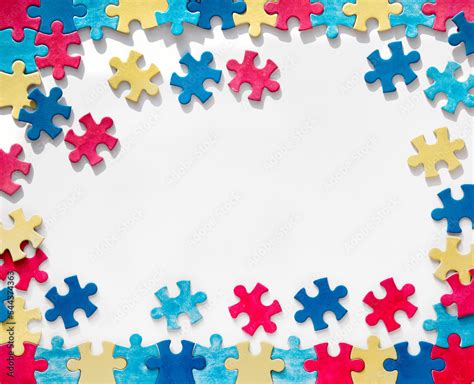 Autism Awareness Day World Autism Day Rectangular Frame With Puzzle