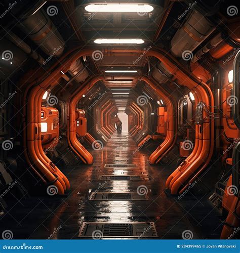 Convex Surface Of Sci Fi Industrial Building Stock Illustration Illustration Of Light Tunnel