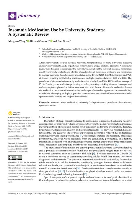 Pdf Insomnia Medication Use By University Students A Systematic Review