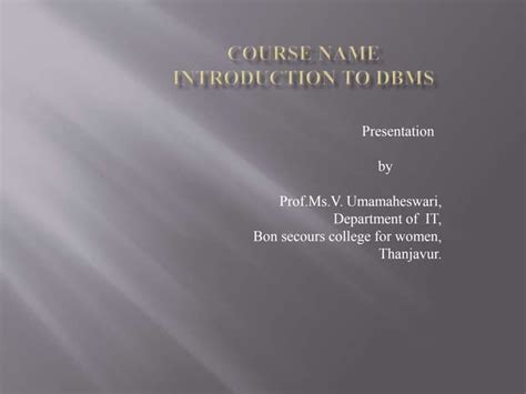 Introduction To Dbms Ppt