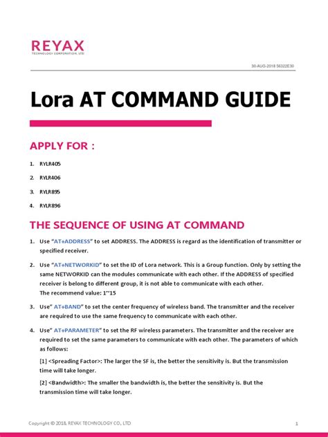 Lora Reyax Usermanual Pdf Computer Networking Telecommunications