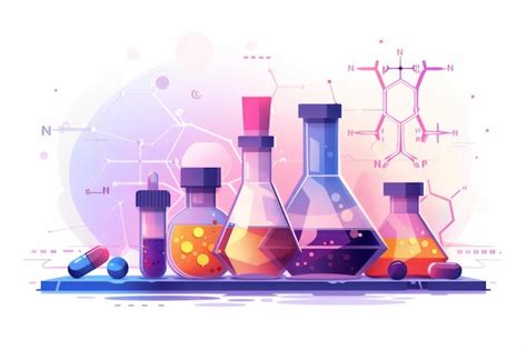 Artistic Laboratory Setup With Molecular Structures Vibrant Colors