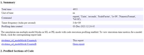 Code Execution Profiling Report Matlab Simulink
