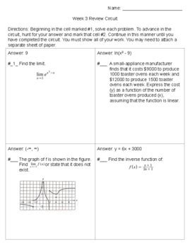 AP Calculus AB Weekly Spiral Review Circuit Week By Kelsey Timms