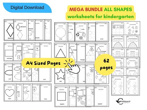Mega Bundle Of Basic 2d Shapes Worksheets For Kindergarten Pdf