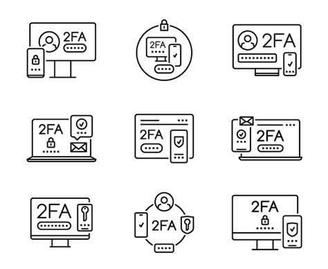 Premium Vector Two Factor Verification 2fa Outline Icons