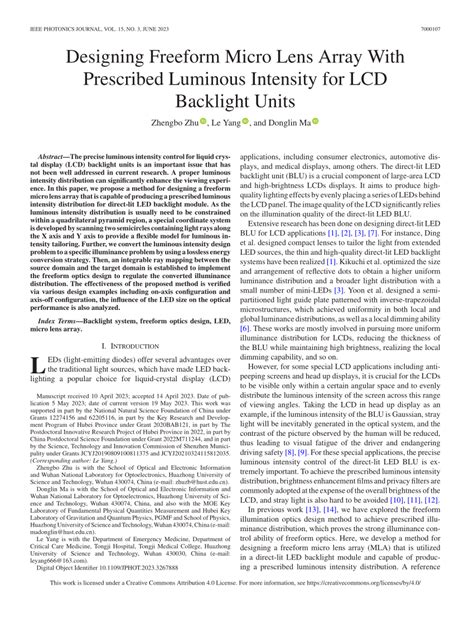 Pdf Designing Freeform Micro Lens Array With Prescribed Luminous