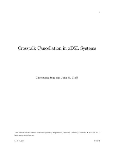 Pdf Crosstalk Cancellation In Adsl Systems
