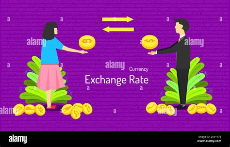A Vector Of A Male And Female Transferring Money Concept Of Currency Exchange Rate Stock Vector