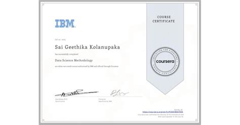 Completed Ibms Data Science Methodology Course On Coursera
