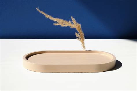 화장품 프리젠 테이션을위한 연단 흰색과 파란색 배경에 추상적 인 최소 기하학적 형태 타원형 돌 형태 그림자 장면 쇼케이스 디스플레이 최소한의 디자인 트렌디 한 햇빛 정면보기