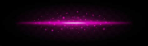 투명한 배경에 고립 된 흩어져있는 빛나는 입자가있는 수평 보라색 레이저 빔 밝은 에너지 효과 공상 과학 미래 지향적인 테마 또는 디지털 그래픽 디자인에 이상적입니다 0명에