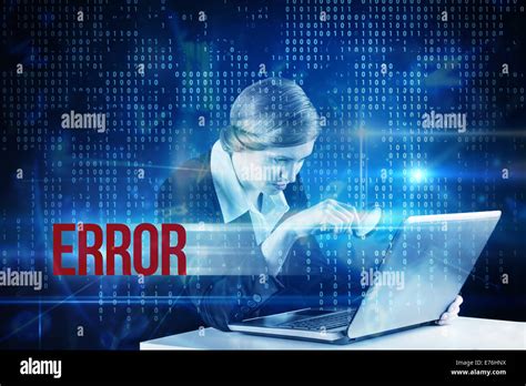Error Against Blue Technology Interface With Binary Code Stock Photo Alamy
