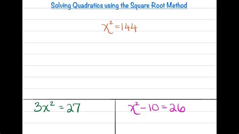 Square Root Method To Solve Quadratics Youtube