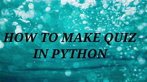 How To Make Quiz In Python YouTube