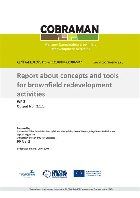 Pdf Report About Concepts And Tools For Brownfield Redevelopment Activities