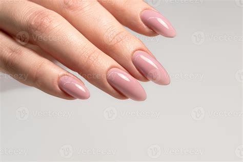Beautiful Manicure With Pink Nude Gel Polish Manicure For Women With