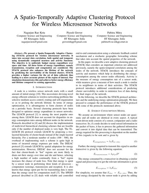 Pdf A Spatio Temporally Adaptive Clustering Protocol For Wireless Microsensor Networks