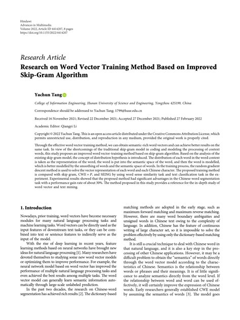 Pdf Research On Word Vector Training Method Based On Improved Skip