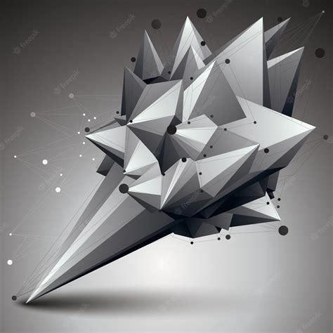 Premium Vector Complicated Abstract Grayscale 3d Shape Vector Digital Lattice Object