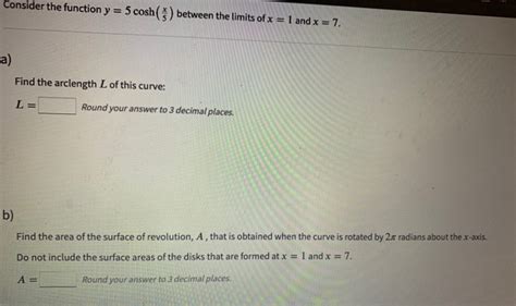Solved Consider The Function Y 5 Cosh Between The