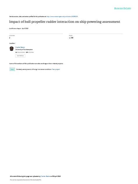 Impact Of Hull Propeller Rudder Interaction On Ship Powering Assessment Pdf Lift Force