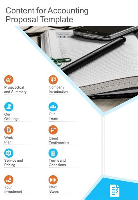 Content For Accounting Proposal Template One Pager Sample Example Document Presentation