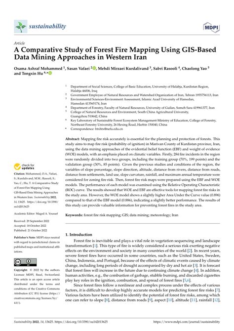 PDF A Comparative Study Of Forest Fire Mapping Using GIS Based Data Mining Approaches In