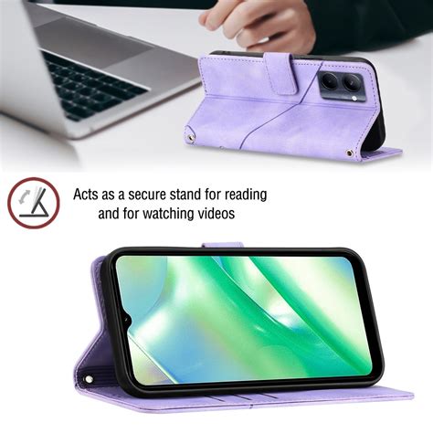 For Realme C33 Skin Feel Embossed Leather Phone Case Light Purple