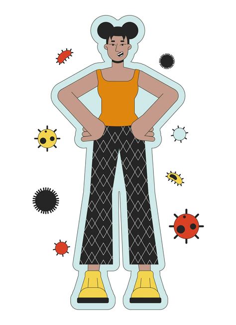 Enhancing Immunity 2d Linear Illustration Concept Black Woman Healthy